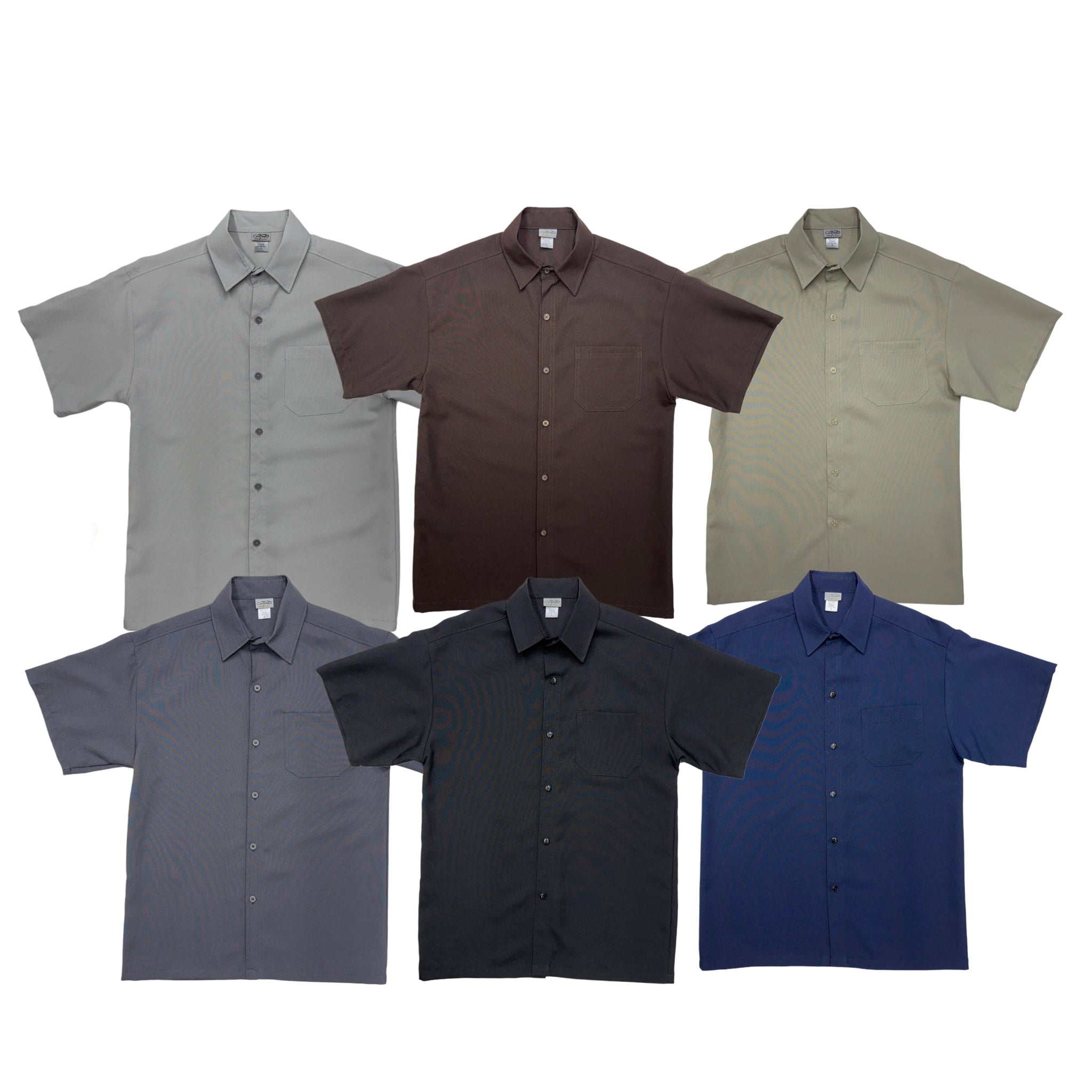 CALTOP Short Sleeve Button Up Solid Shirts