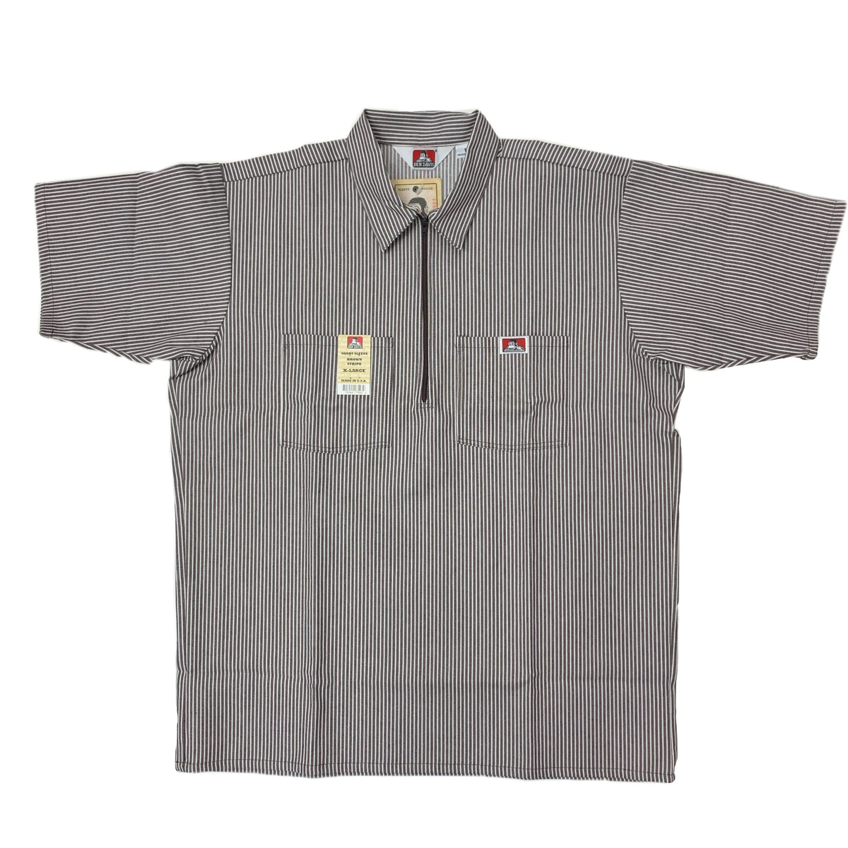 Ben Davis Short Sleeve Striped 1/2 Zip Shirt