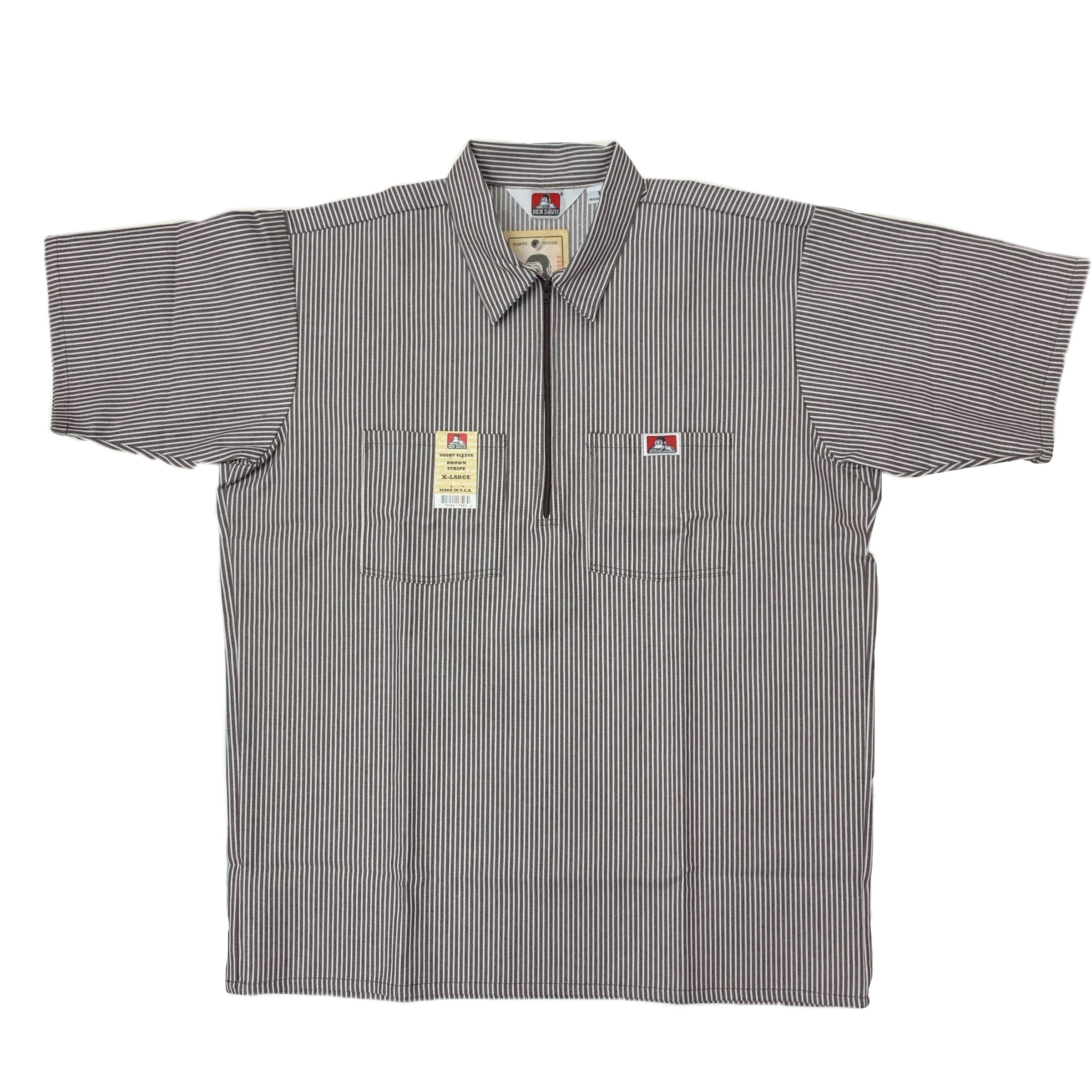 Ben Davis Short Sleeve Striped 1/2 Zip Shirt