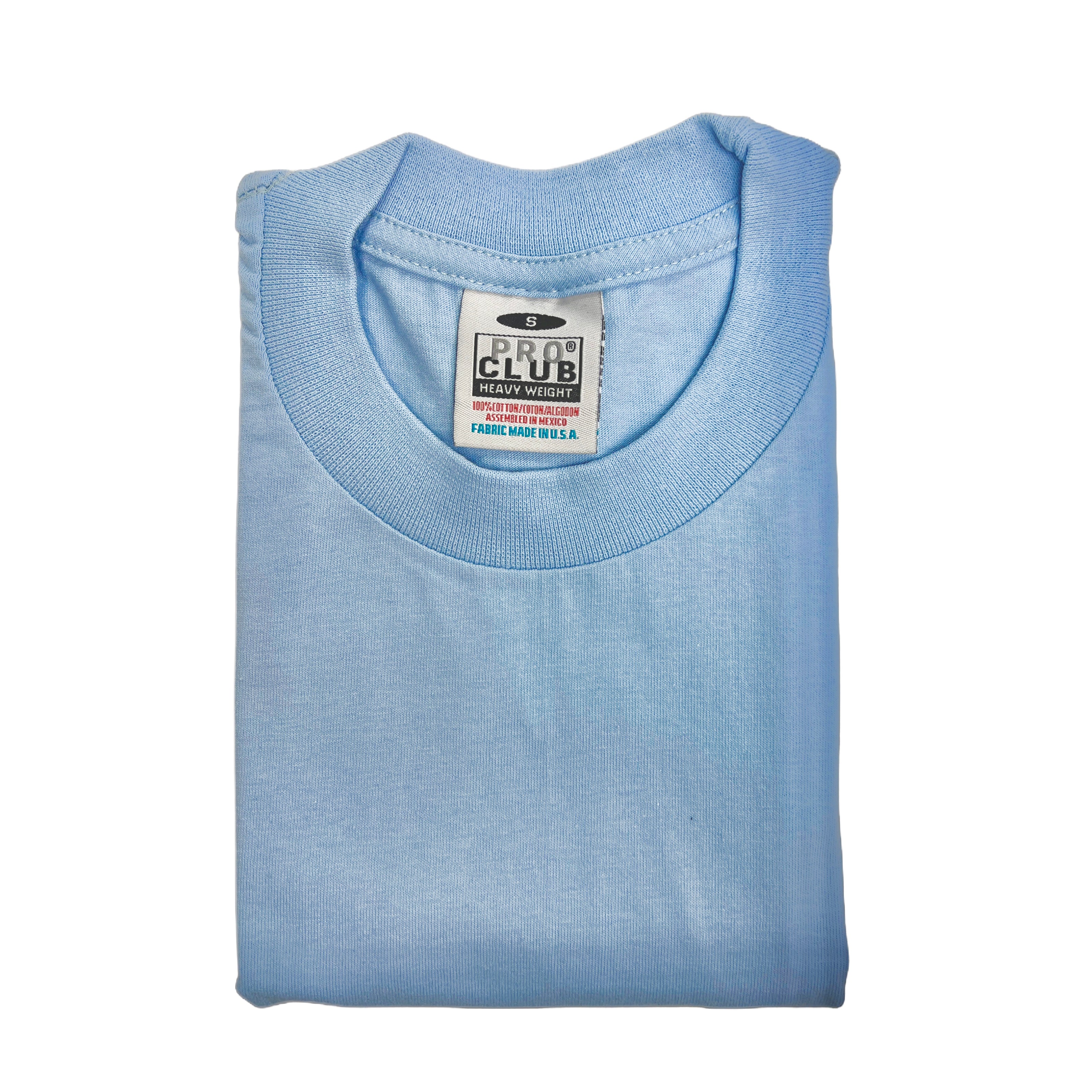 Pro Club Men's Heavyweight Cotton Short Sleeve Crew Neck T-Shirt - Sky