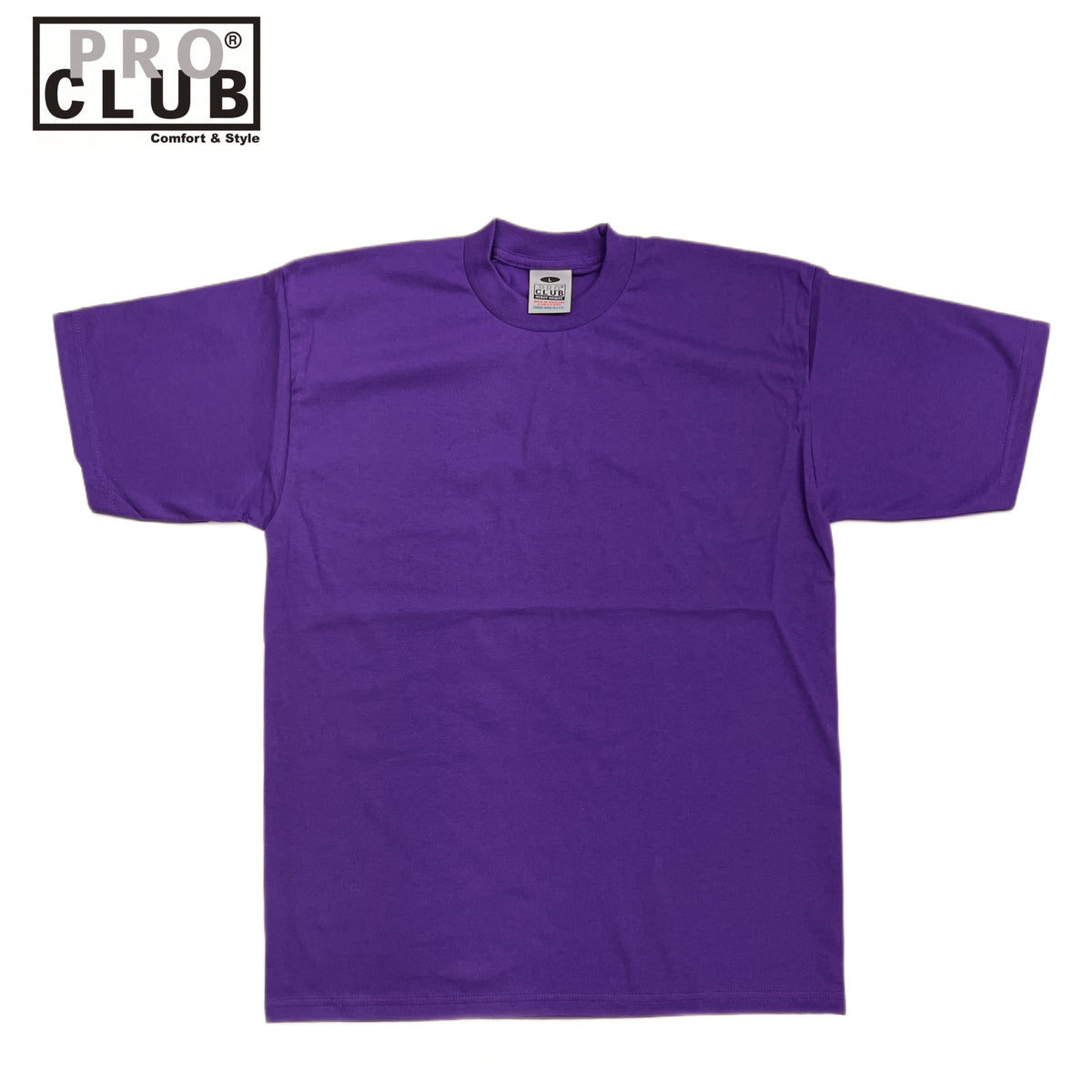 Pro Club Men's Heavyweight Cotton Short Sleeve Crew Neck T-Shirt - Pur