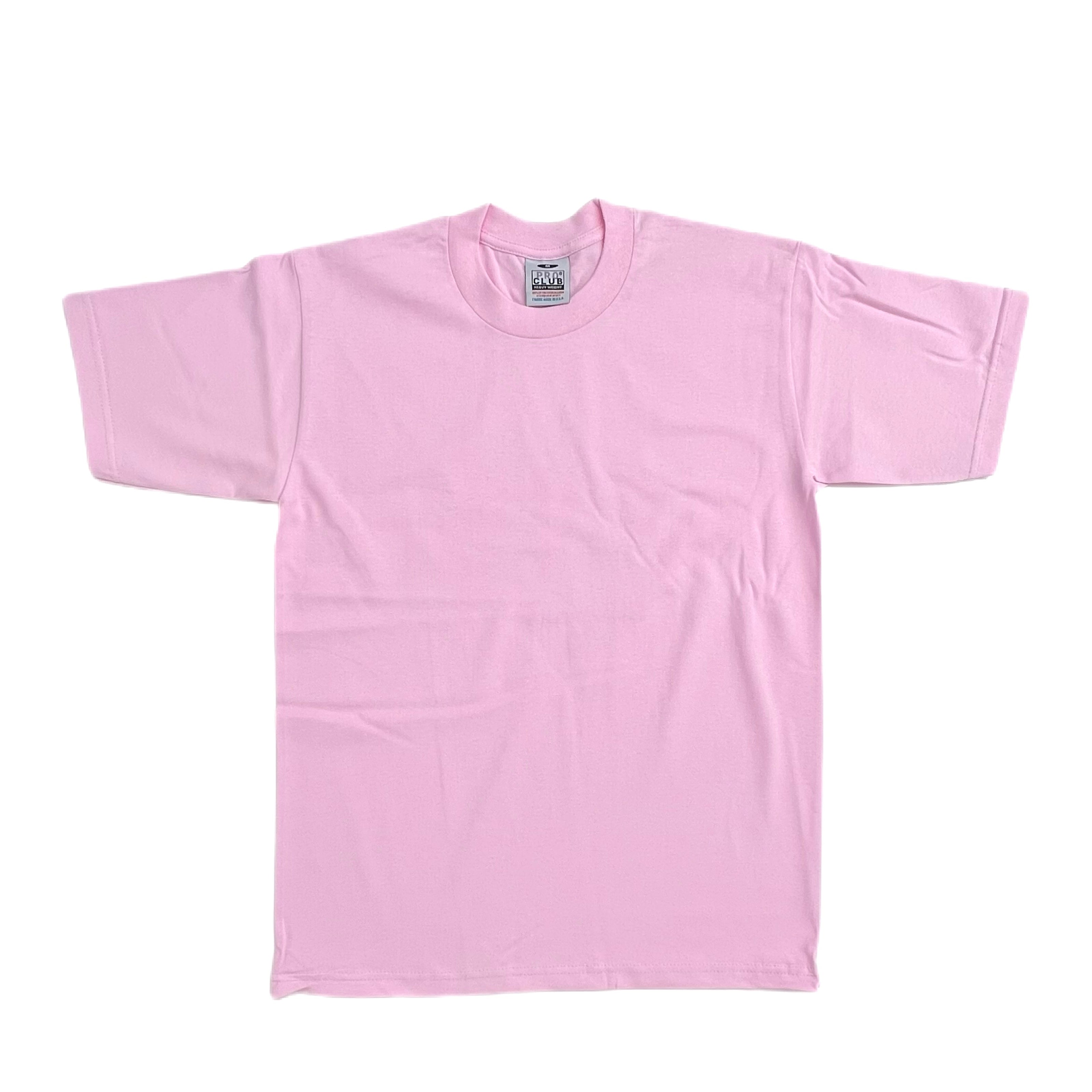 Pro Club Men's Heavyweight Cotton Short Sleeve Crew Neck T-Shirt - Pin